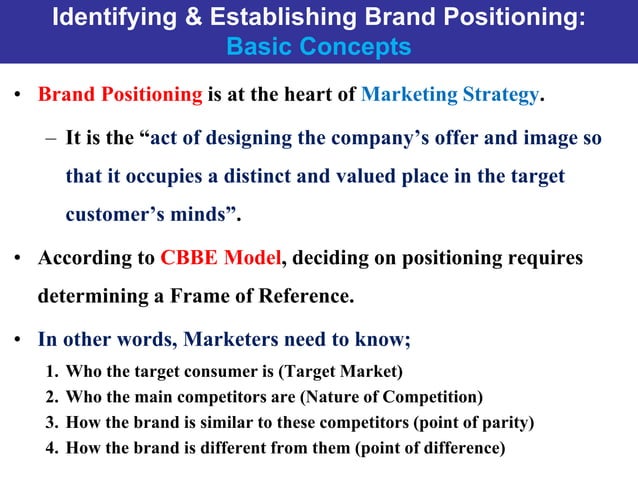 Brand management chapter 3 (brand positioning) | PPT