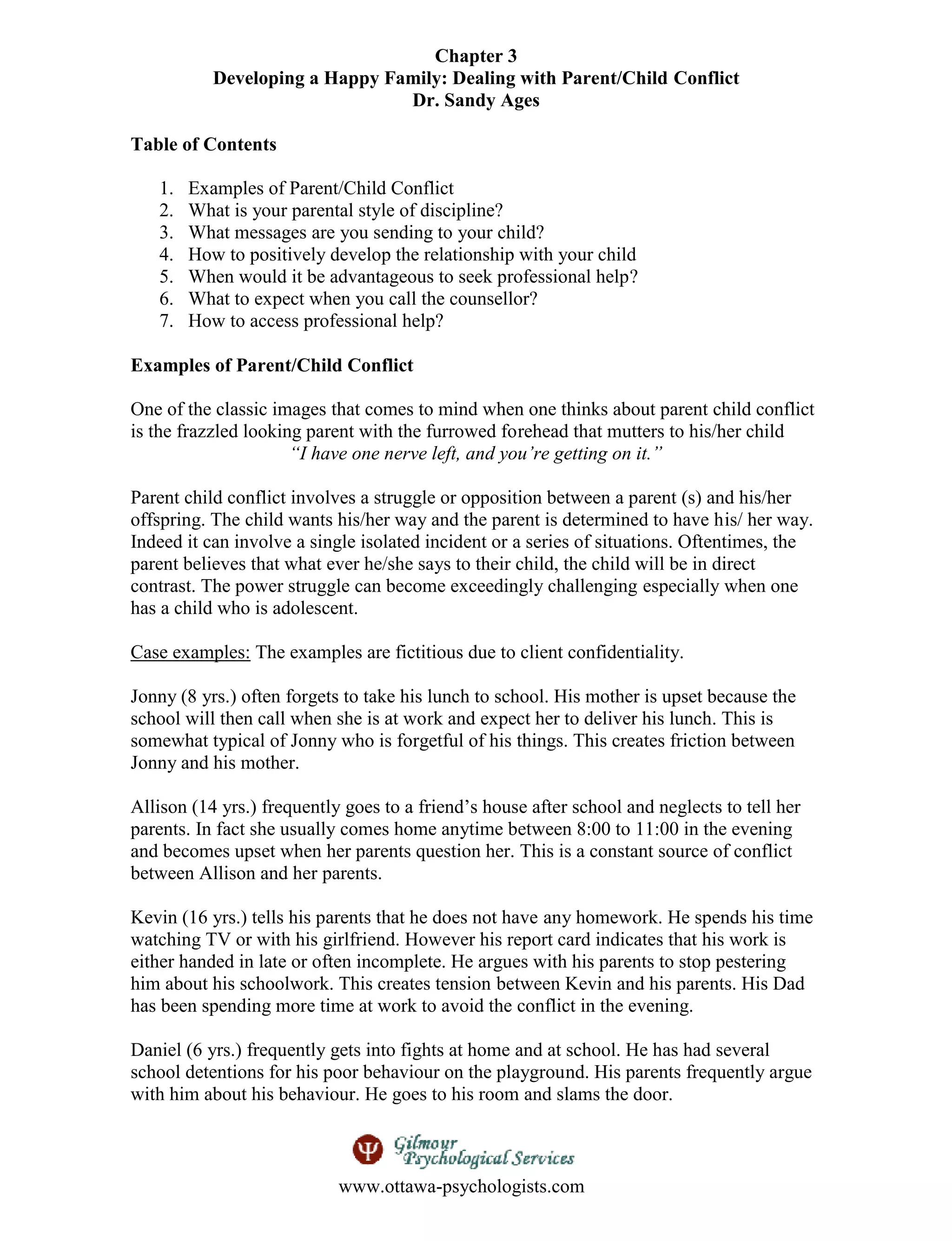 Dealing with Parent Child Conflict | PDF