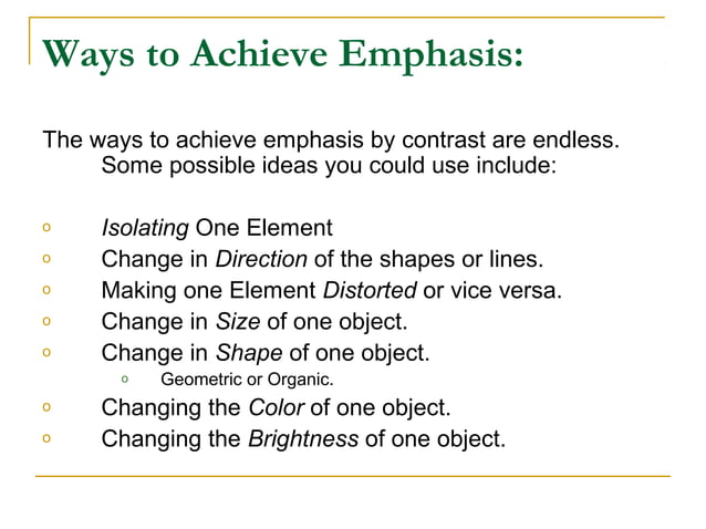 Chapter 3 emphasis and focal point | PPT | Photography | Arts and Crafts