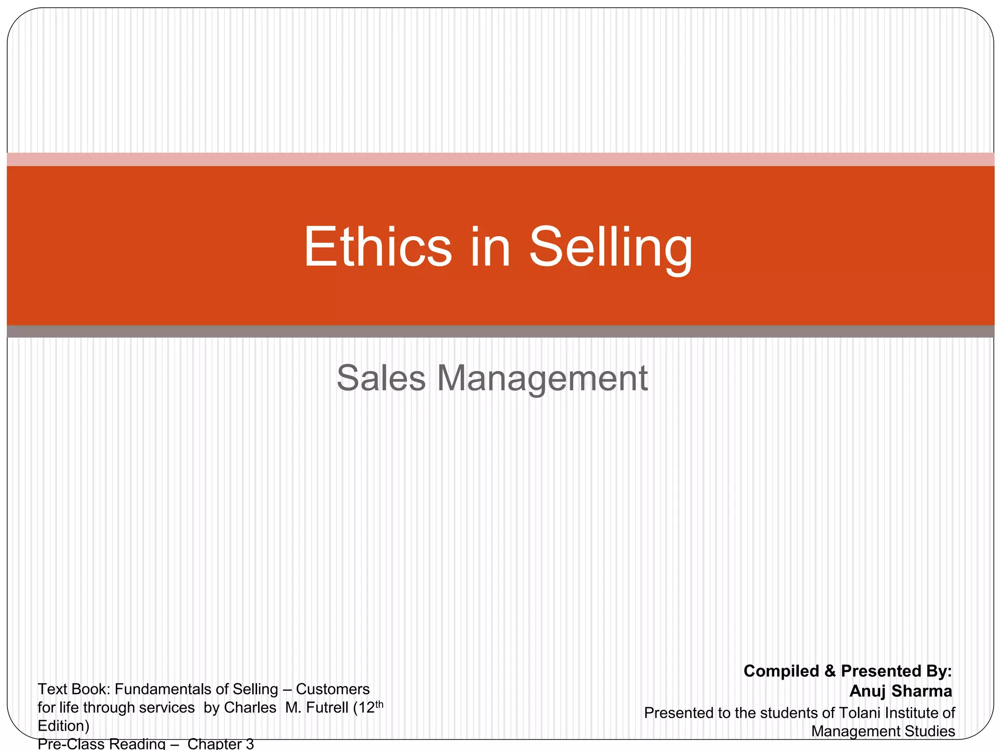 Ethics in Selling | PPTX
