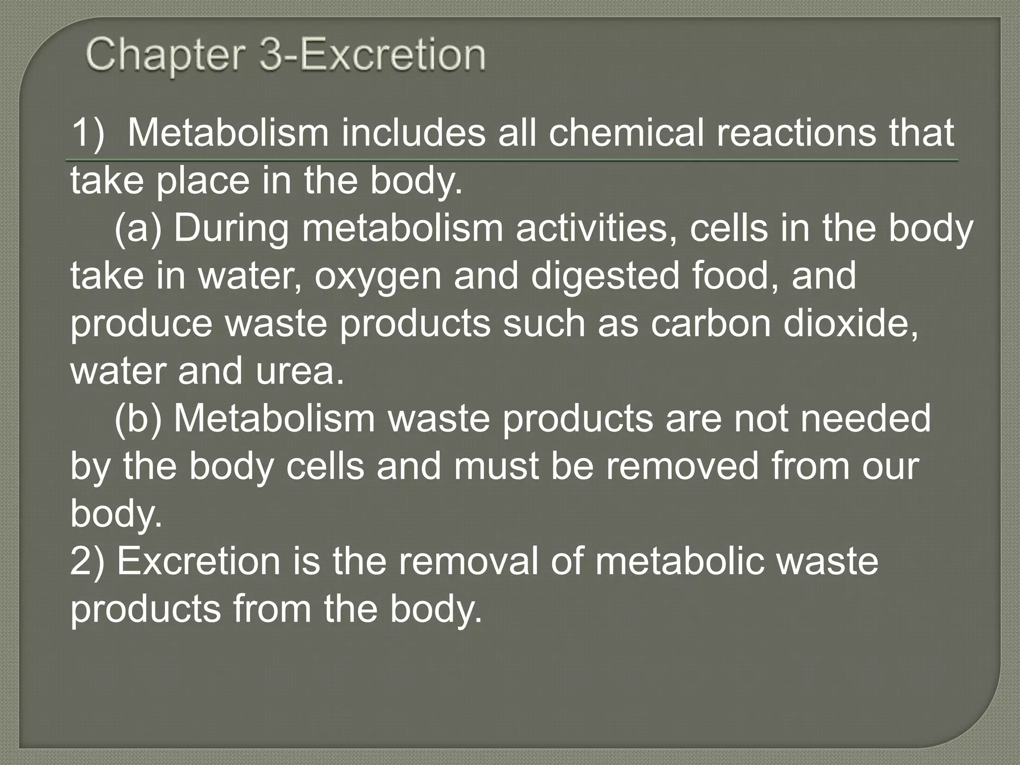 Form 3 Science -Chapter 3 excretion | PPTX