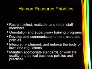 Chapter 3 human resources department | PPT