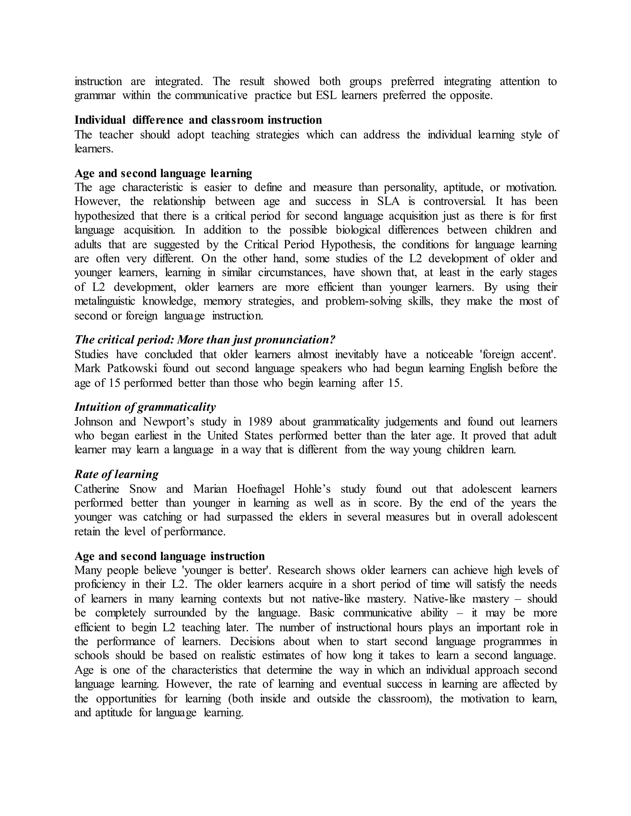 Chapter 3 individual differences in second language learning | DOCX