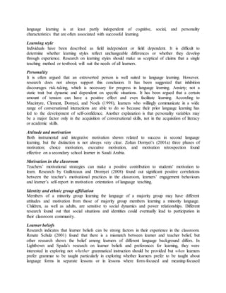 Chapter 3 individual differences in second language learning | DOCX