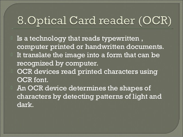 Ocr devices read printed characters in an ocr font - infonewsletter