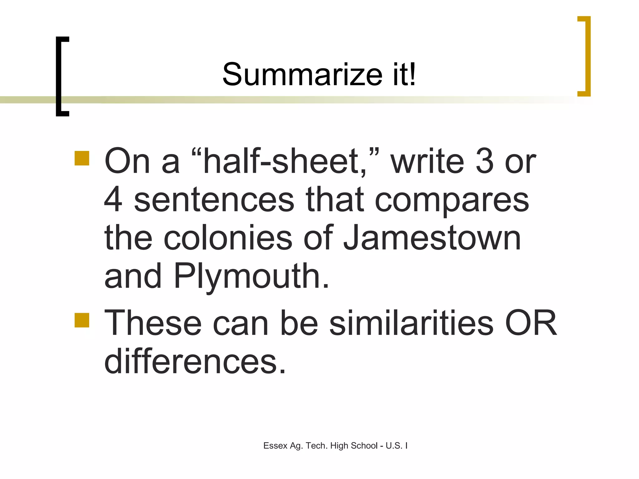 Chapter 3 jamestown and plymouth | PPT