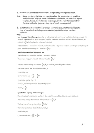 Chapter 3 - Kinetic theory of gases and radiation exercises solution | PDF