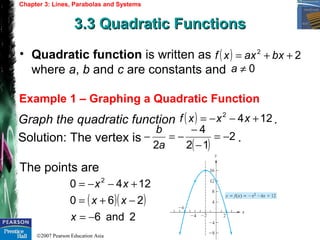 Chapter 3 - Lines , Parabolas and Systems | PPT