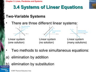 Chapter 3 - Lines , Parabolas and Systems | PPT