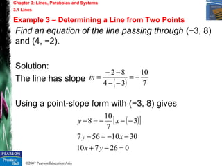 Chapter 3 - Lines , Parabolas and Systems | PPT