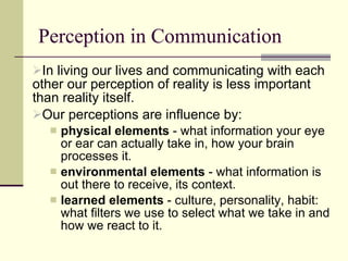 Chapter 3 perception communication (pp) | PPT