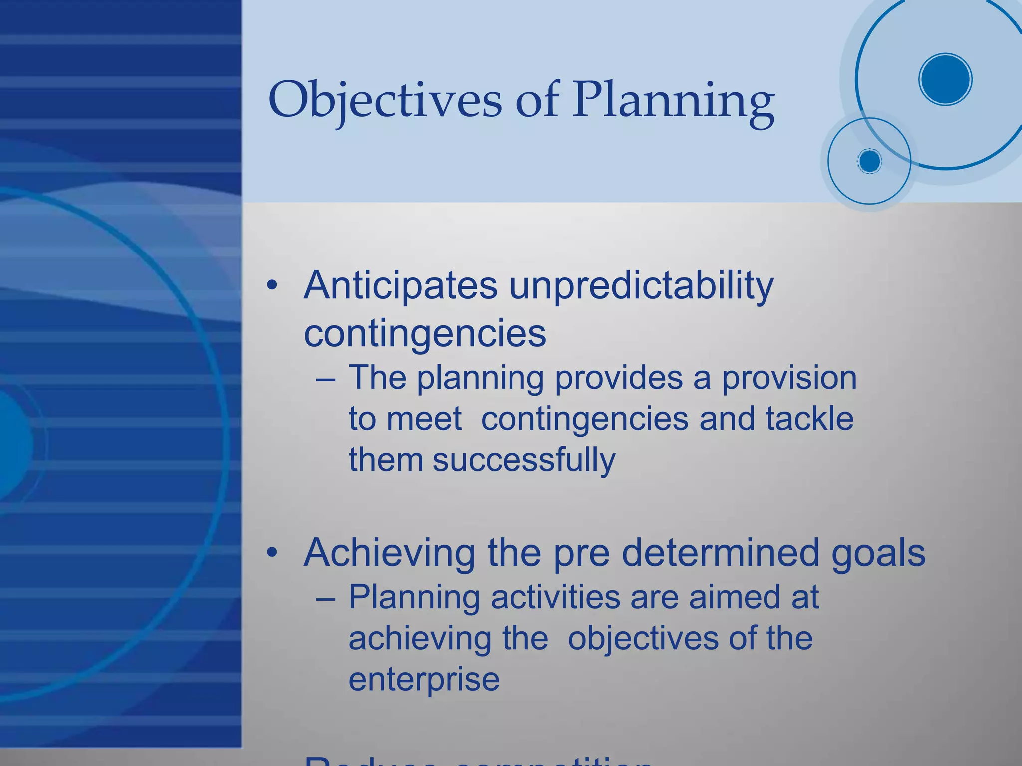 PLANNING IN MANAGEMENT,DEFINITION CHARACTERISTICS, IMPORTANCE AND ...