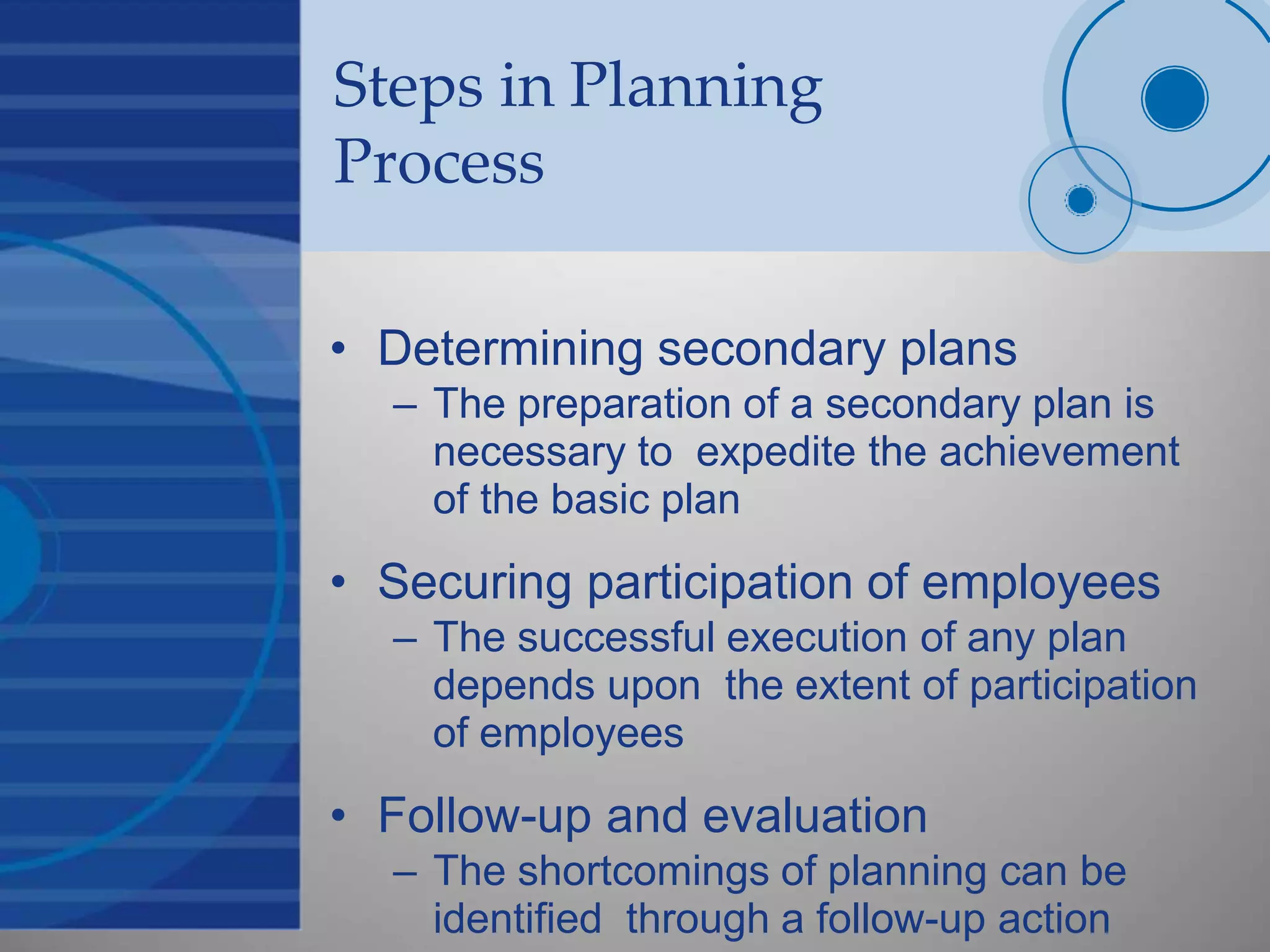 PLANNING IN MANAGEMENT,DEFINITION CHARACTERISTICS, IMPORTANCE AND ...