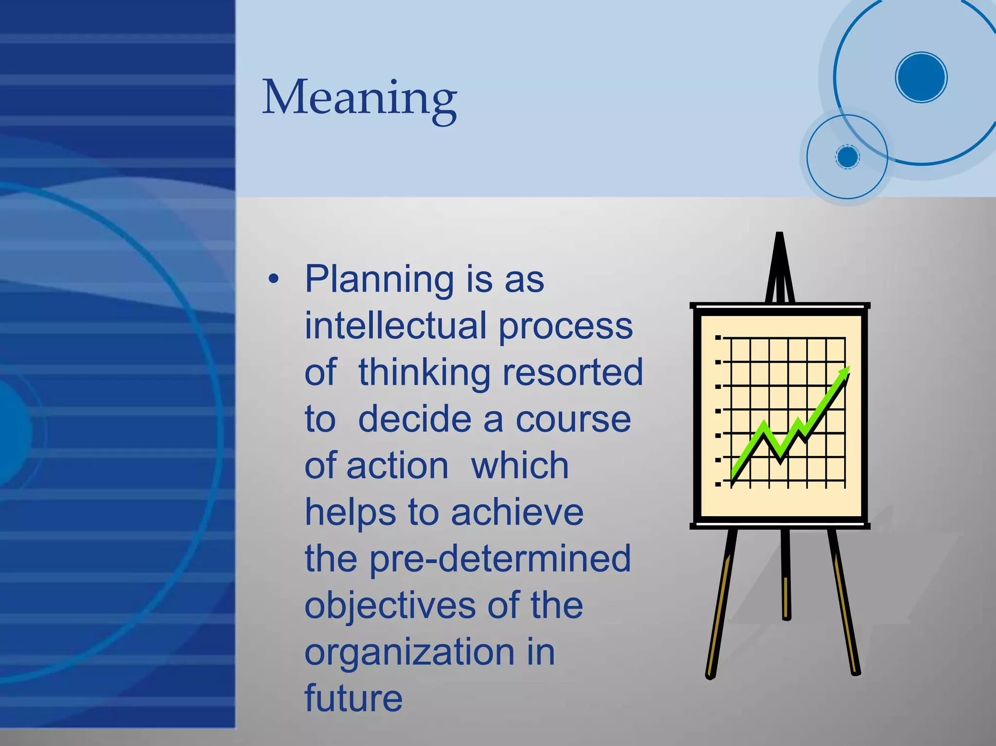 PLANNING IN MANAGEMENT,DEFINITION CHARACTERISTICS, IMPORTANCE AND ...