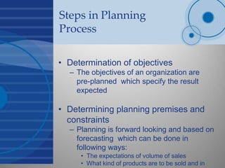 PLANNING IN MANAGEMENT,DEFINITION CHARACTERISTICS, IMPORTANCE AND ...