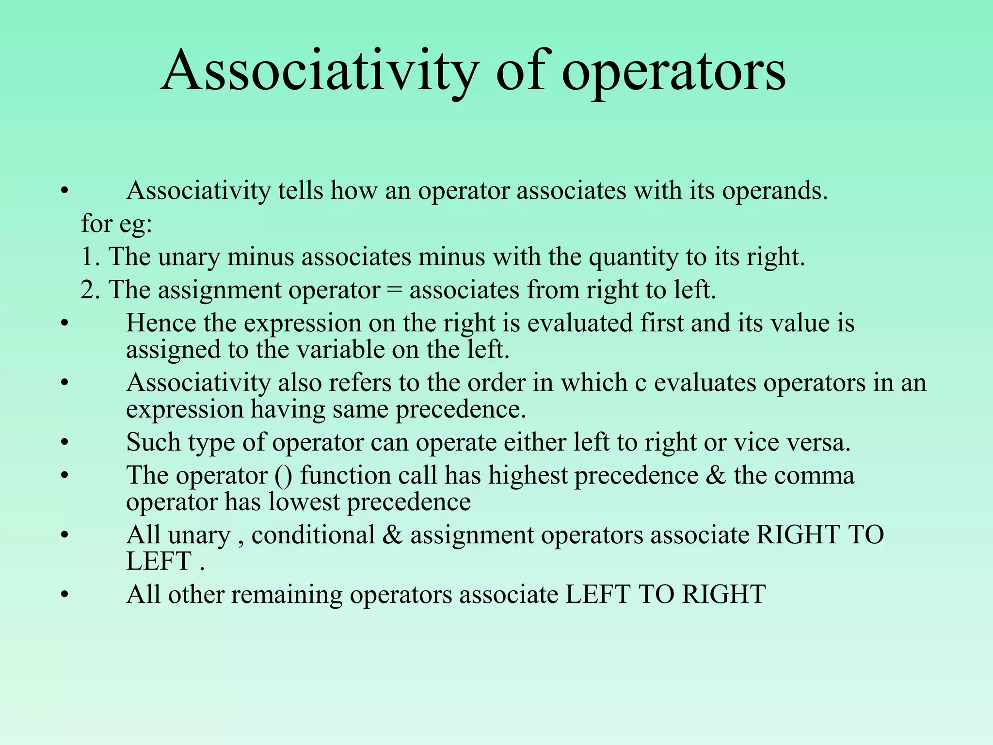 Operators and Expressions | PPTX