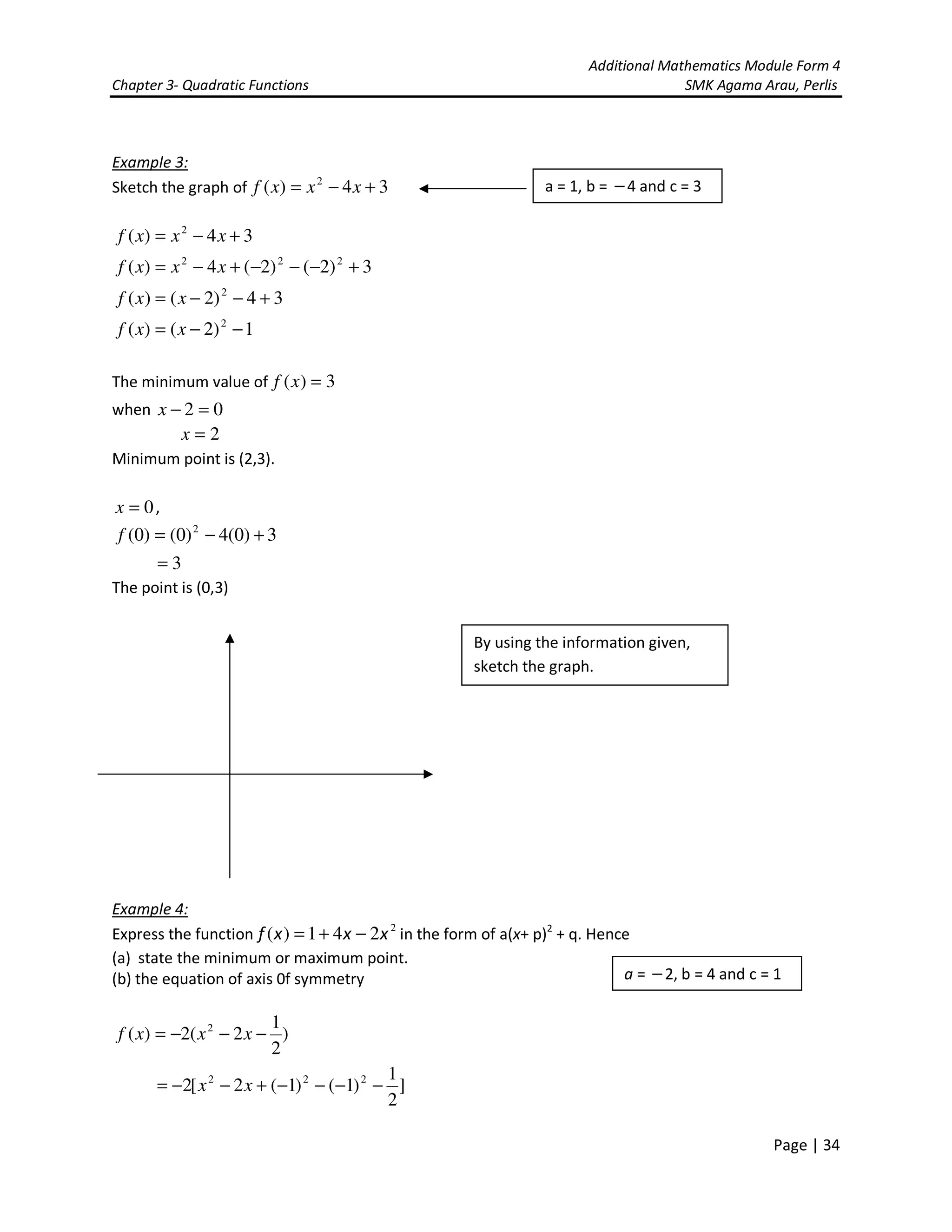 Chapter 3 quadratc functions | PDF