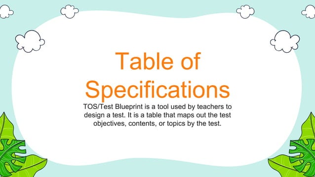 Chapter 3 - Table of Specifications.pptx | Educational Assessment ...