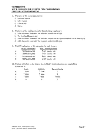 Chapter 3 - Accounting Systems Test | PDF