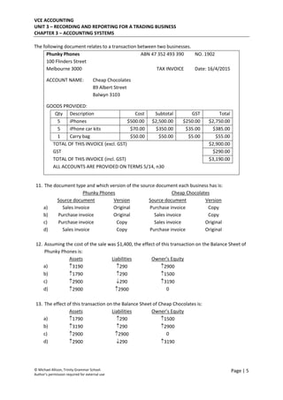 Chapter 3 - Accounting Systems Test | PDF