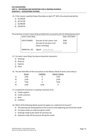 Chapter 3 - Accounting Systems Test | PDF