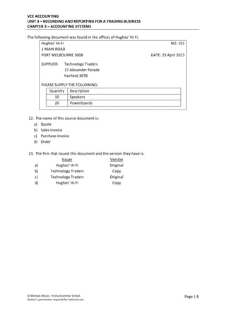 Chapter 3 - Accounting Systems Test | PDF