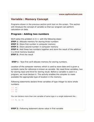 Chapter 3 - Variable Memory Concept | PDF