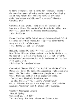 Chapter 3 3Plainchant Alleluia, Caro mea”Composed ca. 1275This.docx ...