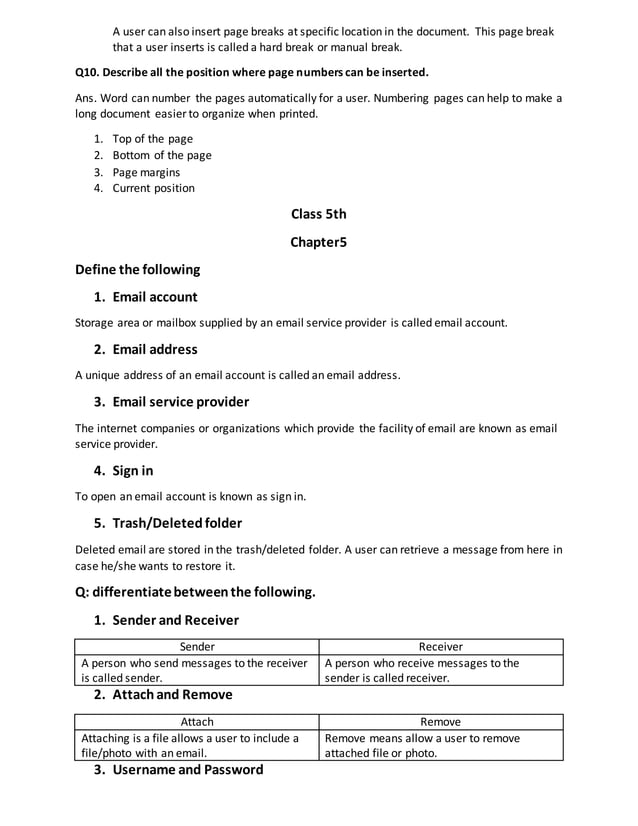 Computer Education Class 7 (PTB) Chapter 3 & 5 question answer | DOCX