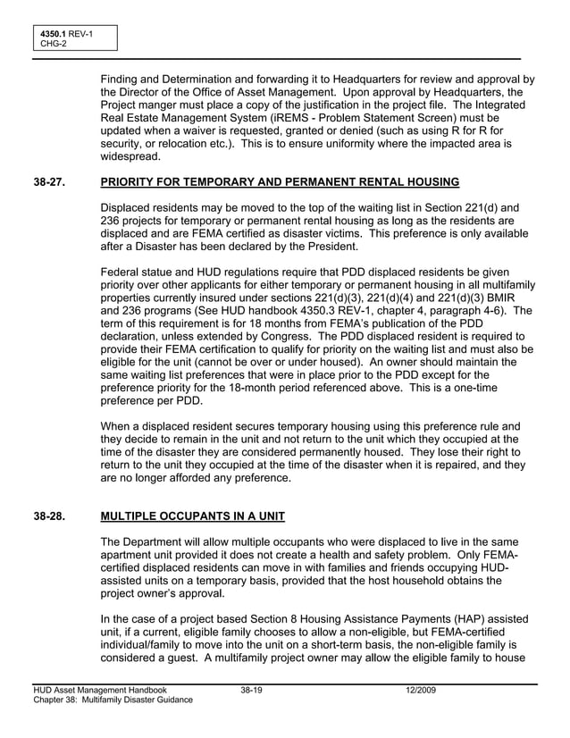 Chapter 38: Multifamily Emergency/Disaster Guidance | PDF