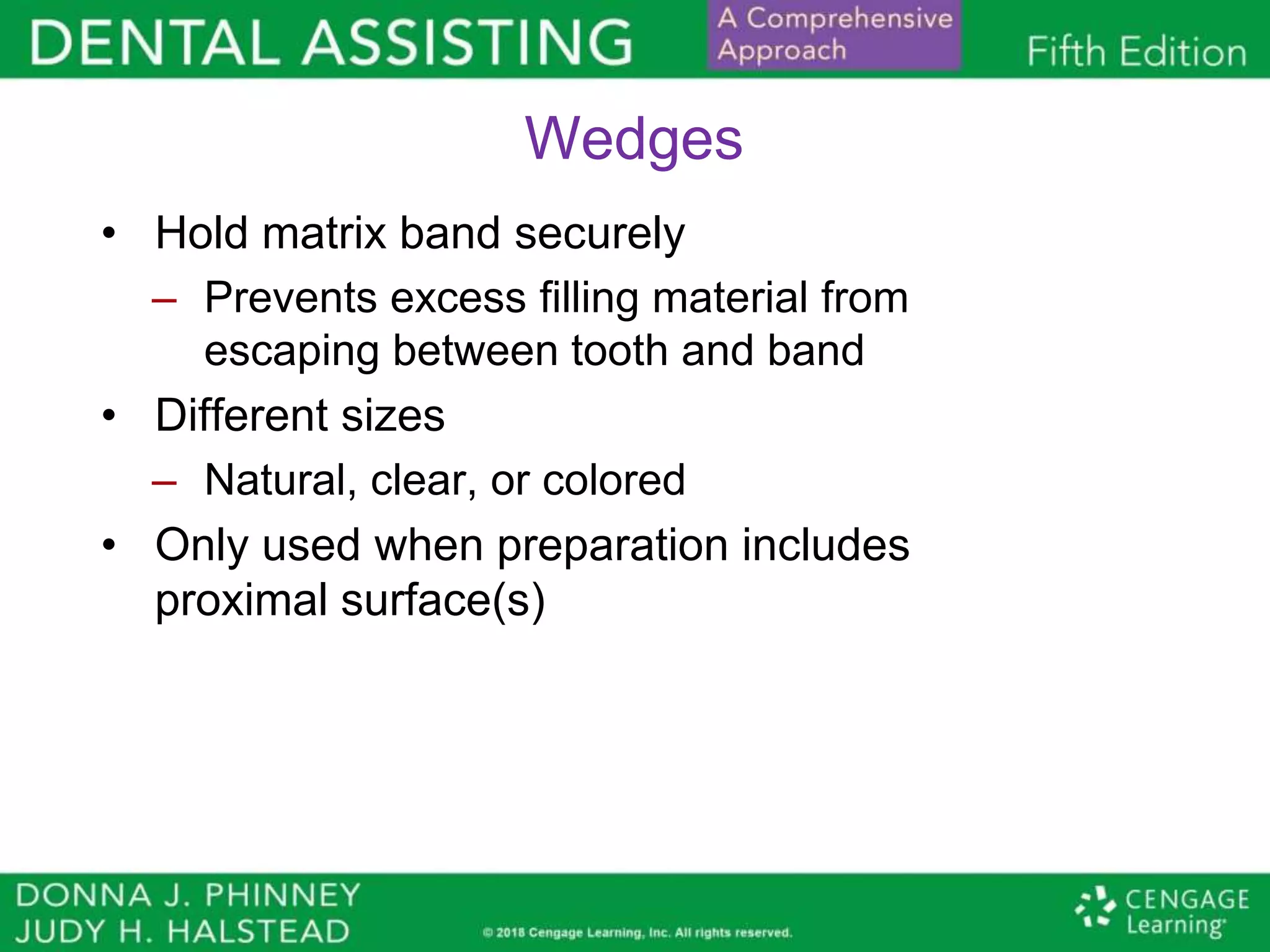 Restorative materials, Matrix and Wedge | PPTX