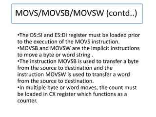 Chapter3 8086inst stringsl | PPTX