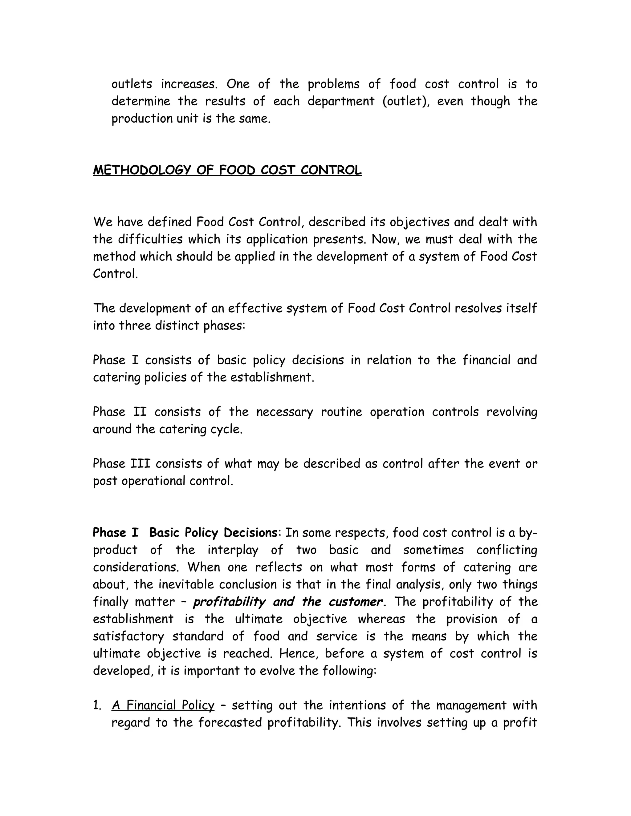 Chapter 39 food cost control | DOC