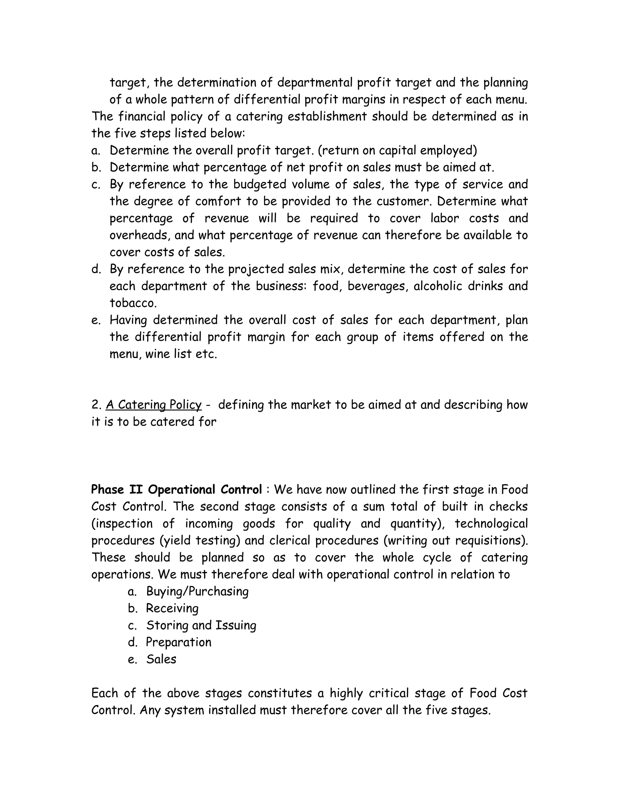 Chapter 39 food cost control | DOC