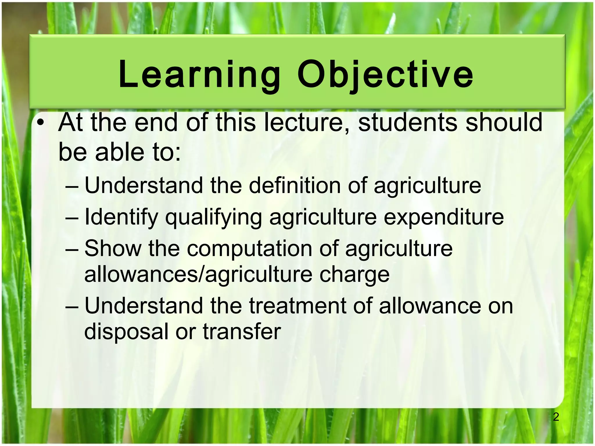 Chapter 3 agriculture allowance studnt | PPT