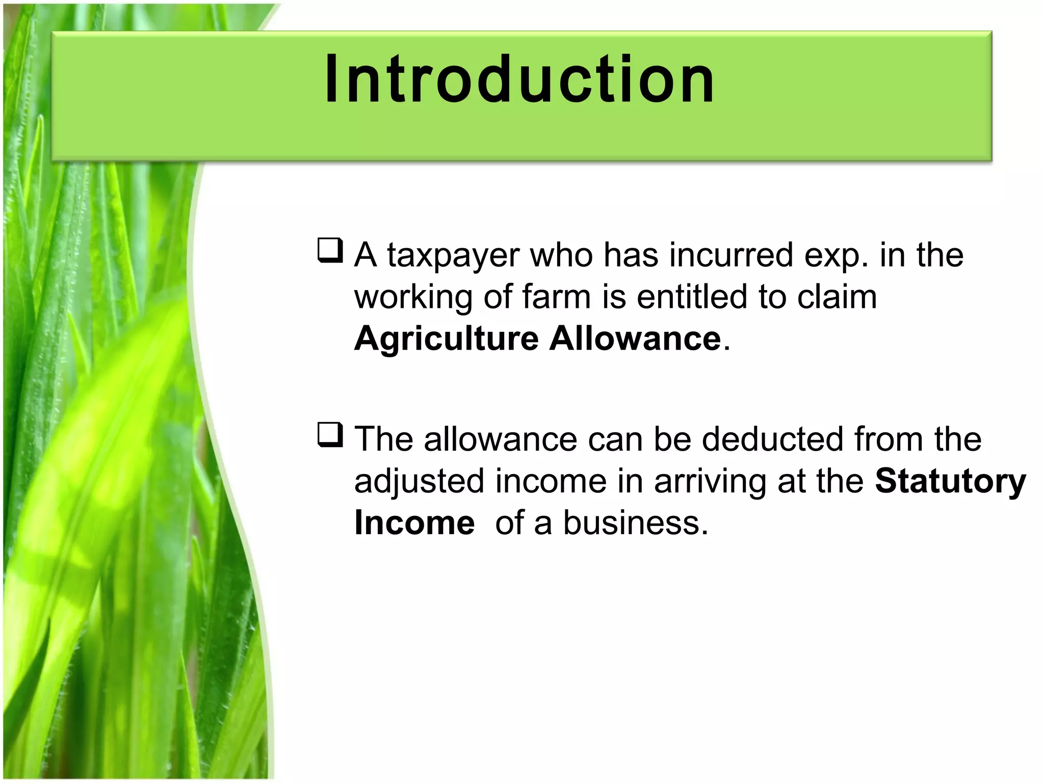 Chapter 3 agriculture allowance studnt | PPT