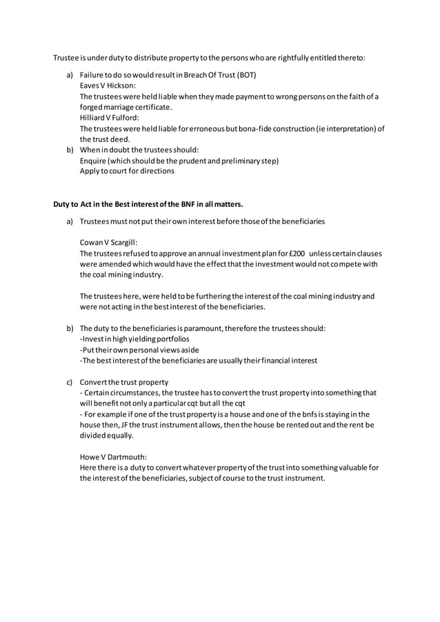Duties of Trustee | PDF