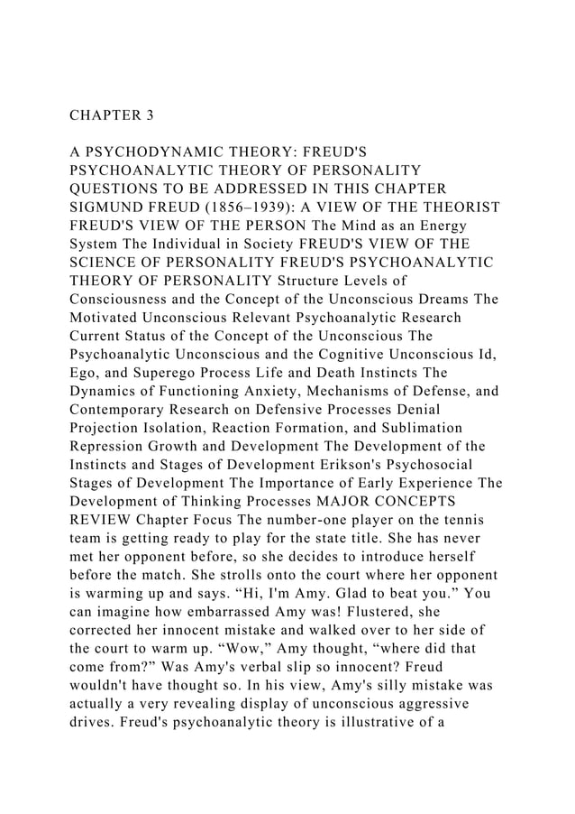 CHAPTER 3A PSYCHODYNAMIC THEORY FREUDS PSYCHOANALYTIC THEORY.docx