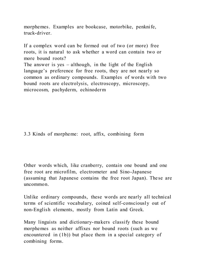 Chapter 3 A word and its parts roots, affixes and their .docx | Geology ...