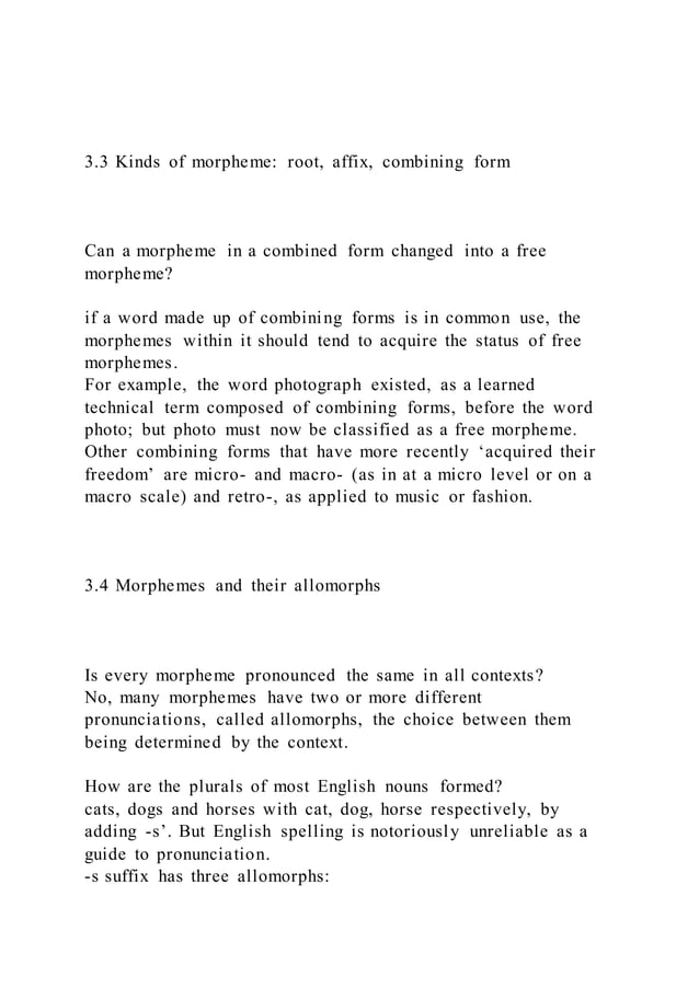 Chapter 3 A word and its parts roots, affixes and their .docx | Geology ...