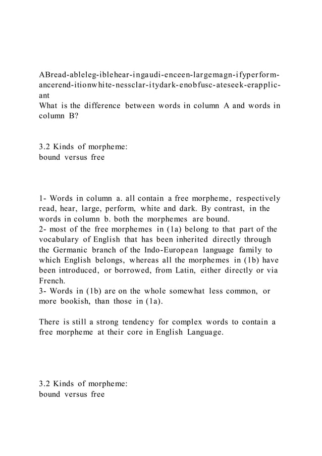 Chapter 3 A word and its parts roots, affixes and their .docx | Geology ...