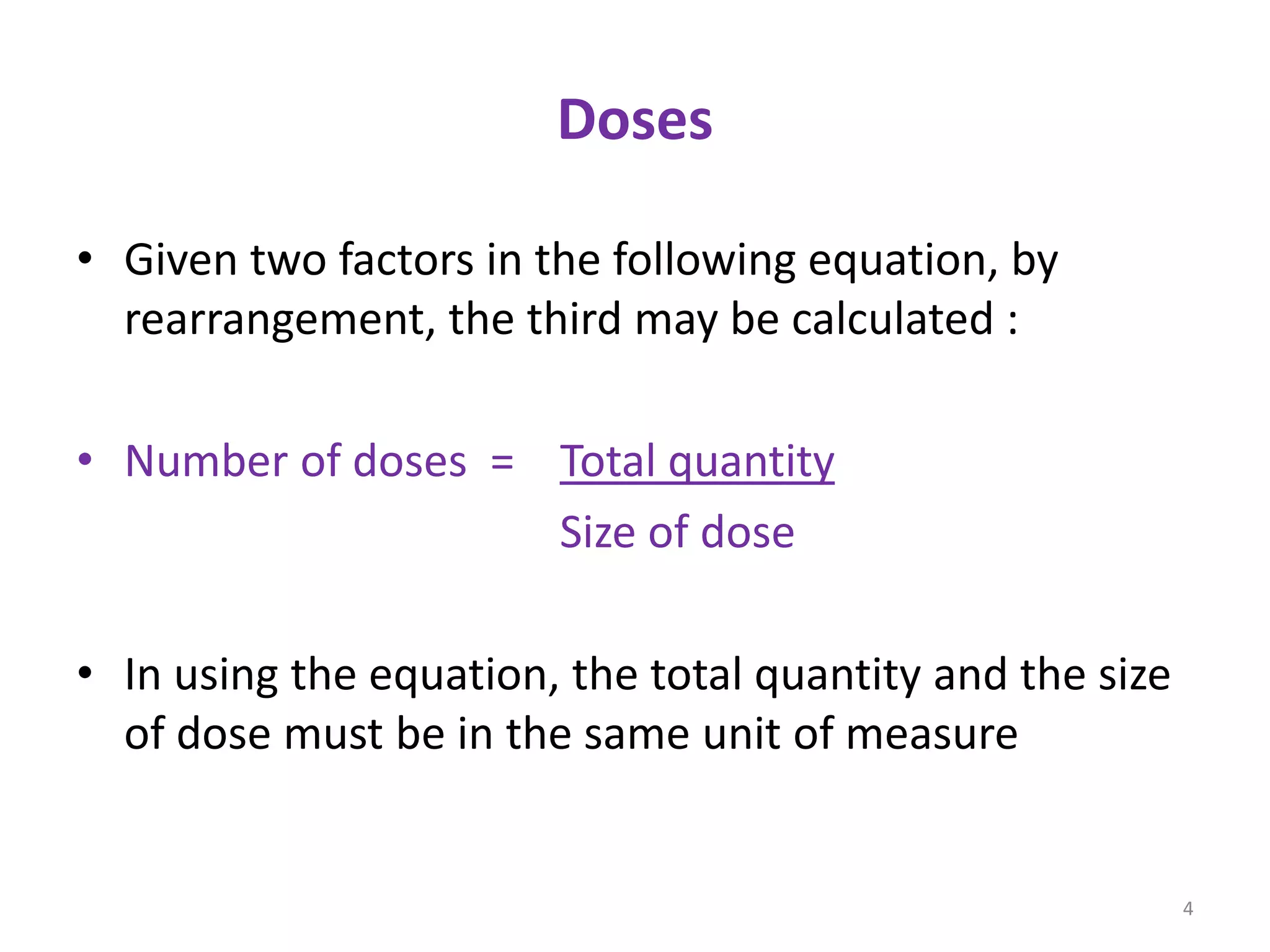 Calculation of Doses | PPTX