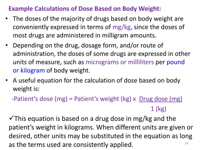Calculation of Doses | PPTX | Endocrine and Metabolic Diseases ...