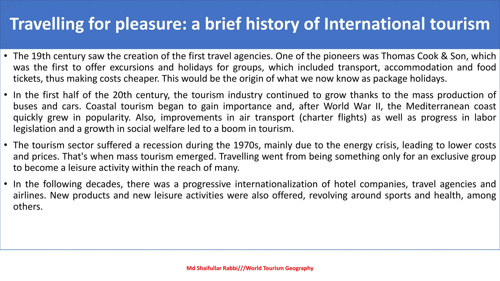 Chapter 3 Changing Spatial Patterns of International Tourism | PDF