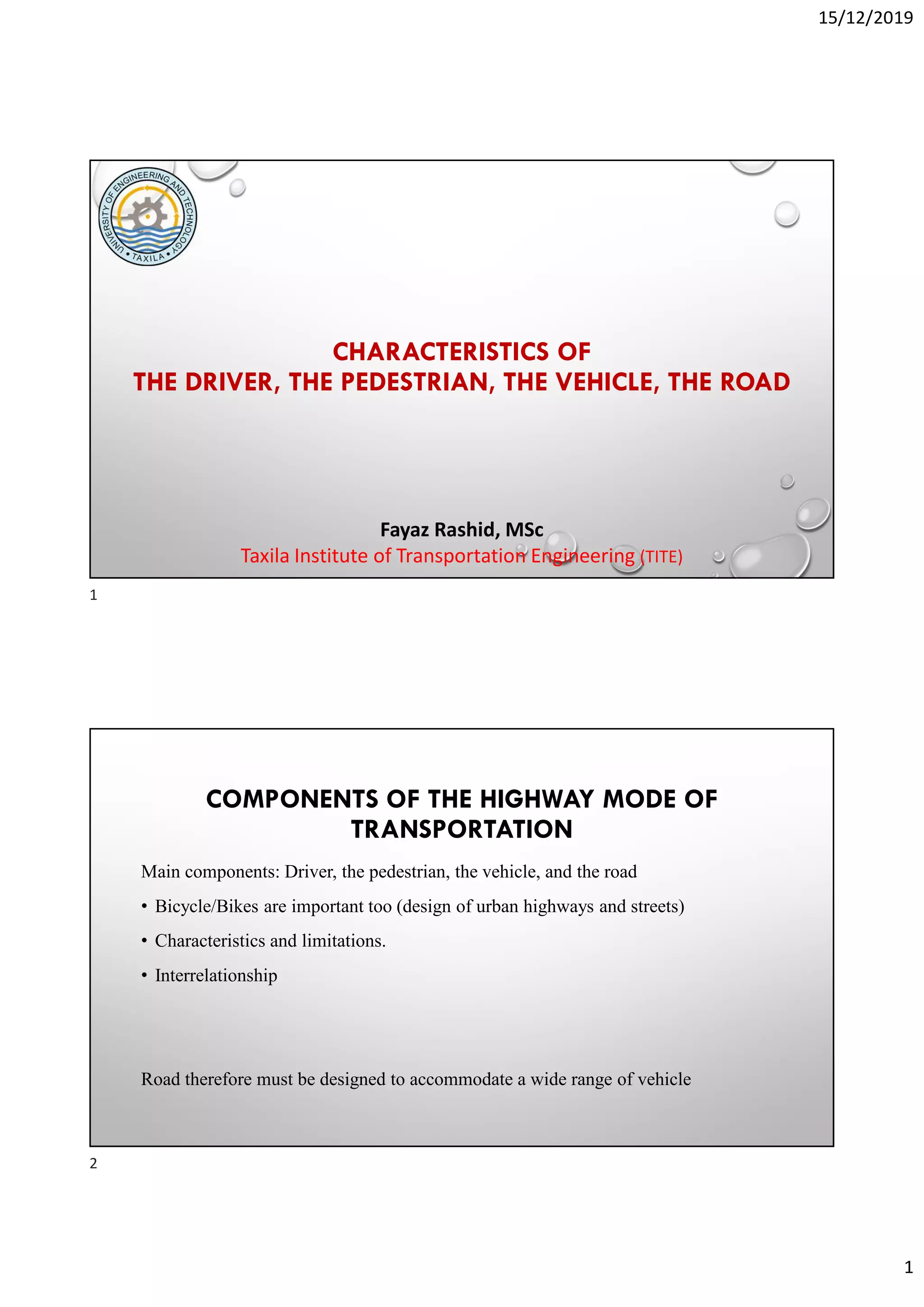Chapter 3 characteristics of highway components | PDF