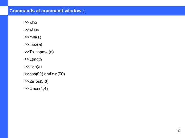 Chapter 3 Commands At Matlab Command Window 5794
