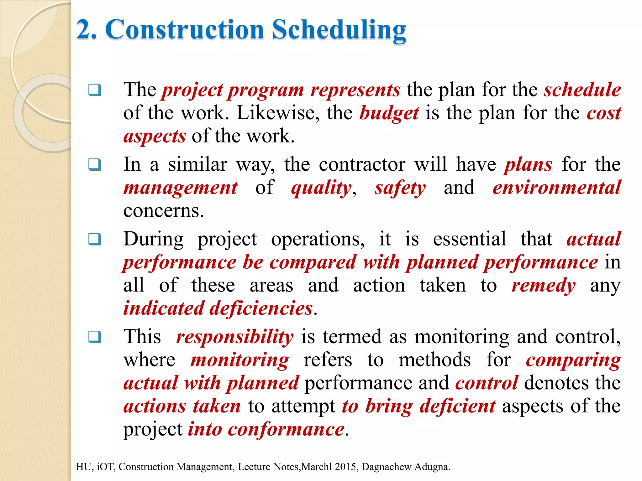 Chapter 3 Construction Planning And Scheduling Lect 3ppt