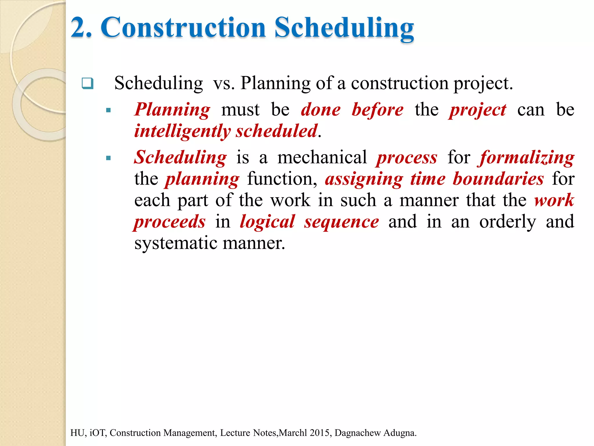 Chapter 3 Construction Planning And Scheduling Lect 3ppt