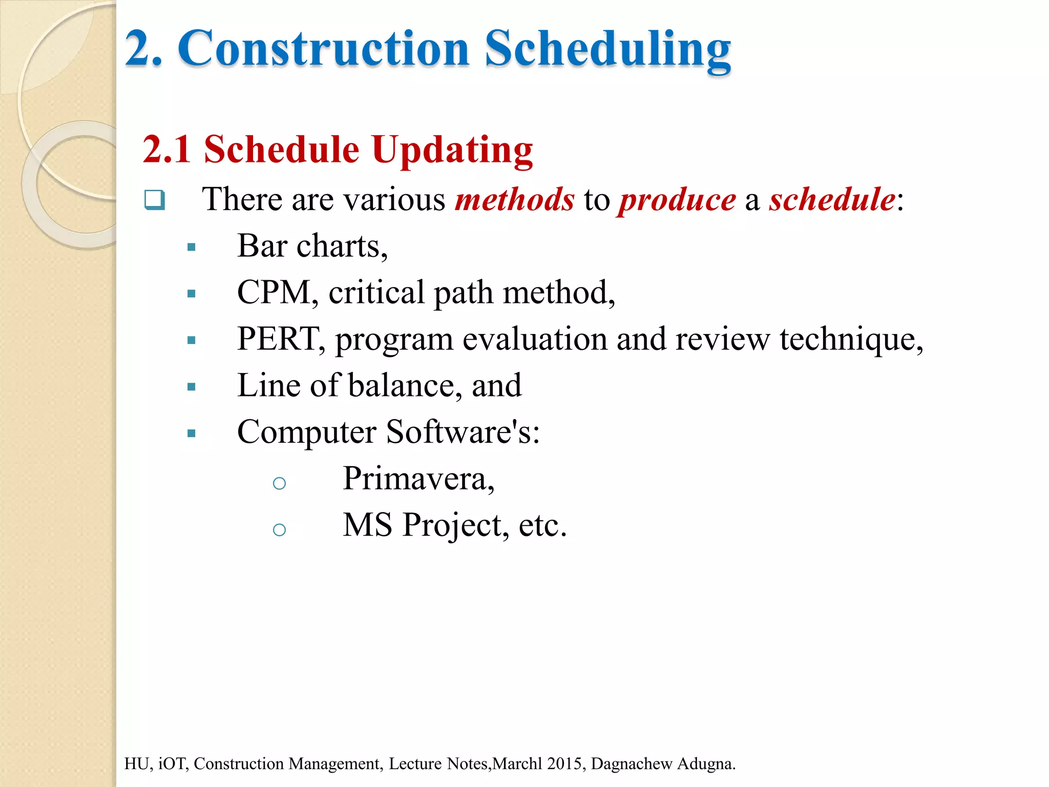 Chapter 3 Construction Planning and Scheduling lect. 3.ppt