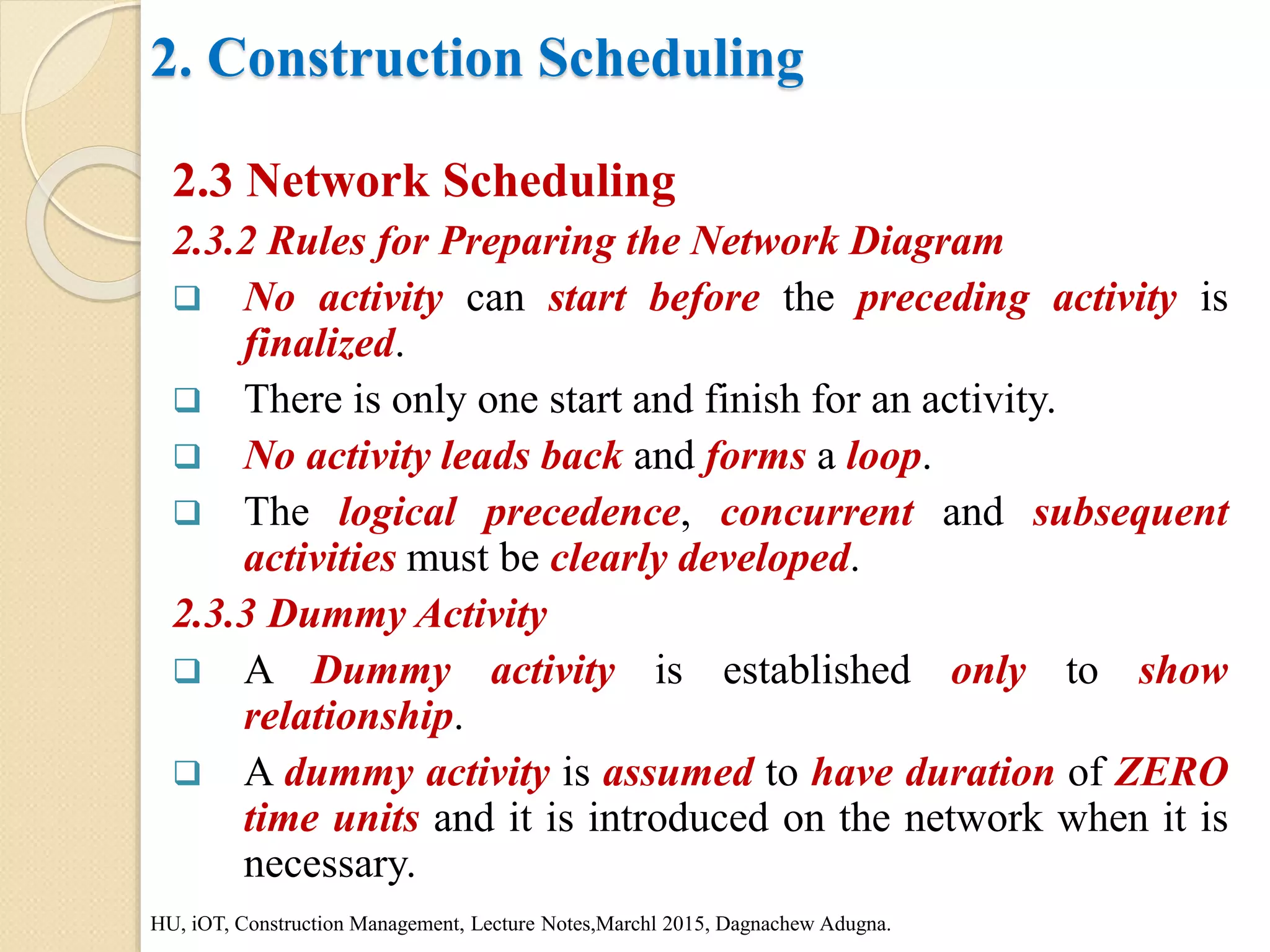 Chapter 3 Construction Planning and Scheduling lect. 3.ppt